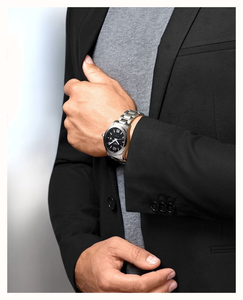 LONGINES Conquest Quartz (41 Mm) Zwarte Wijzerplaat / Roestvrijstalen ...