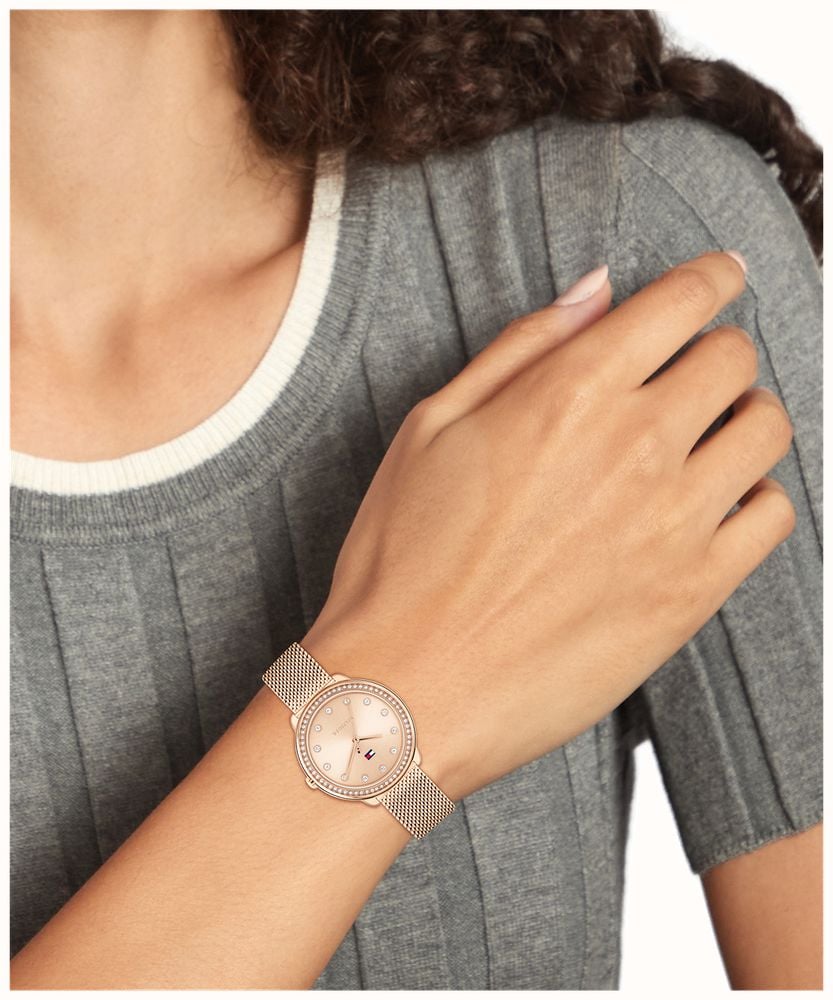 Tommy Hilfiger Damen-Demi-Uhr (32 Mm) Mit Roségoldenem Zifferblatt Und ...