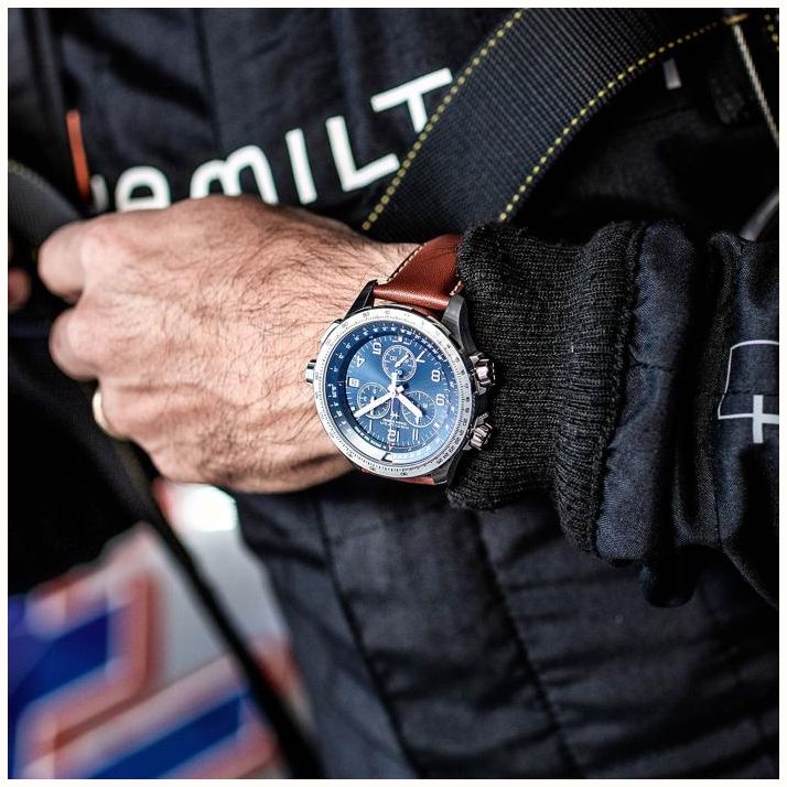 Hamilton Khaki Aviation X-Wind GMT Chronograph Quartz (46mm) Blue Dial ...