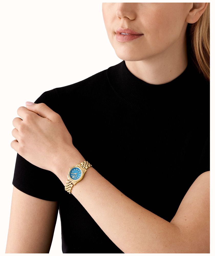 Michael Kors 女式 Lexington（26 毫米）蓝色表盘/金色不锈钢表链 MK4813 - First Class ...