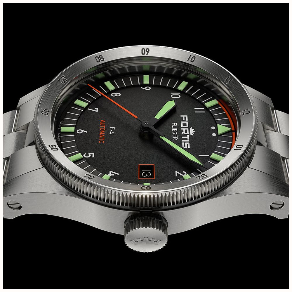 FORTIS Flieger F-41 Automatic Original (41mm) Stainless Steel Block ...