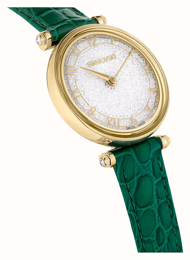 Swarovski Crystalline Wonder (35mm) Silver Dial / Emerald Green Leather ...