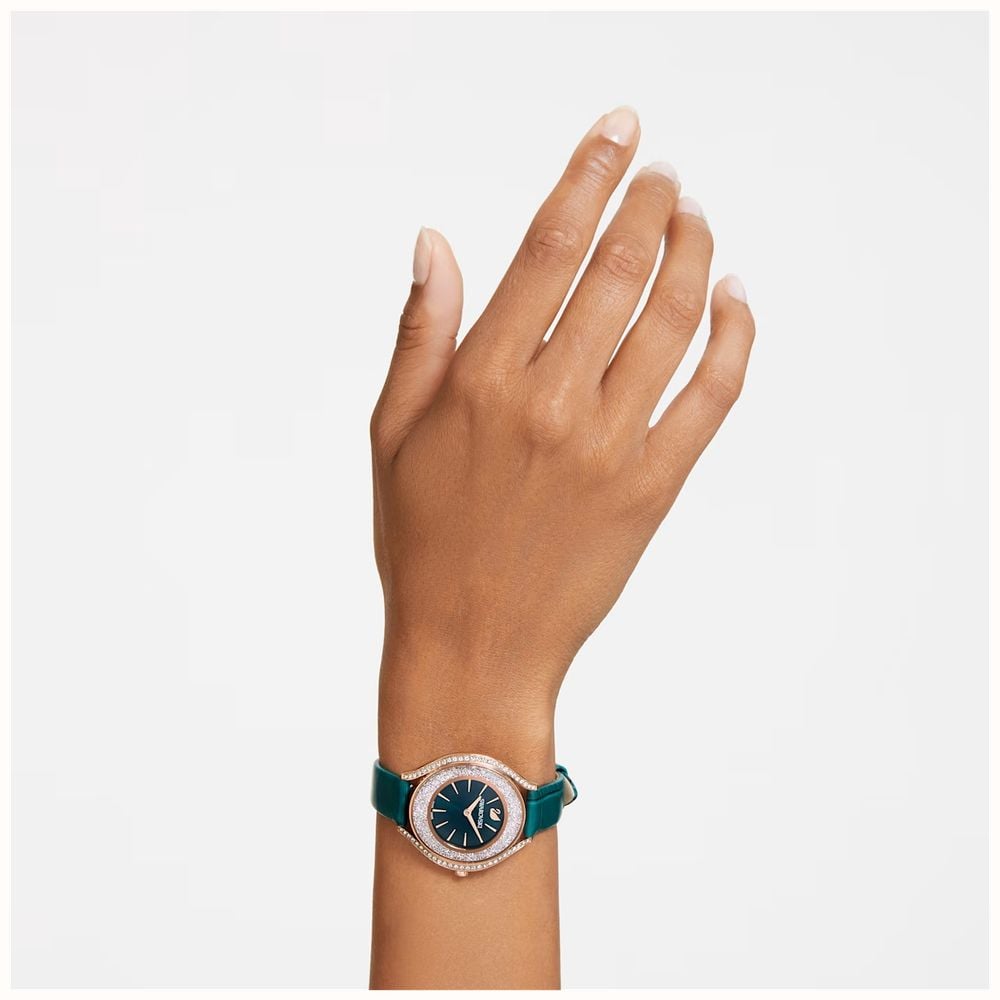 Swarovski Crystalline Aura | Green Dial | Green Leather Strap 5644078 ...