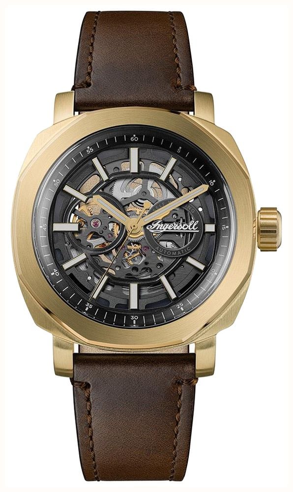 Ingersoll THE OUTRIDER Skeleton Automatic (44mm) Black Dial / Brown ...