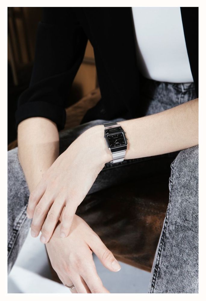 Casio Vintage Dual-Display (32.1mm) Black Dial / Stainless Steel AQ ...