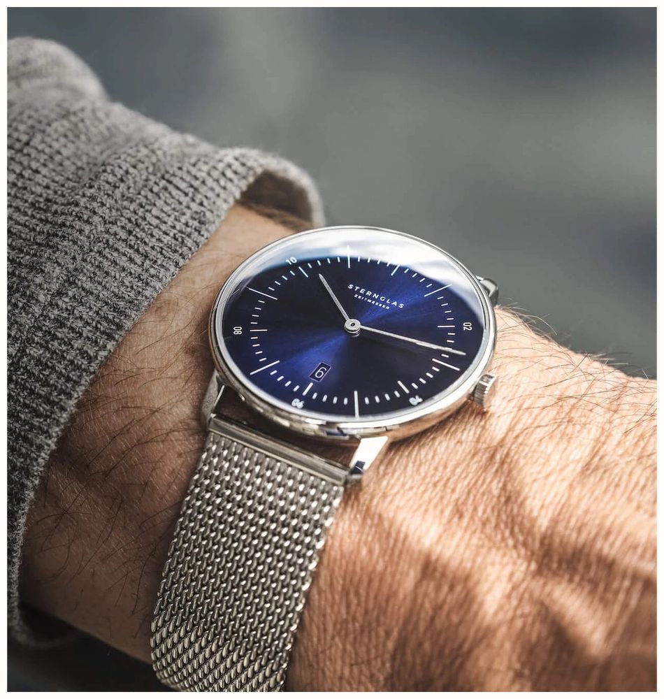 STERNGLAS Naos Quartz (38mm) Blue Dial / Stainless Steel Mesh S01-NA06 ...