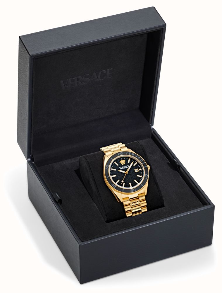Versace Mostrador Preto V-dome (42 Mm) / Pulseira Em Aço Inoxidável ...