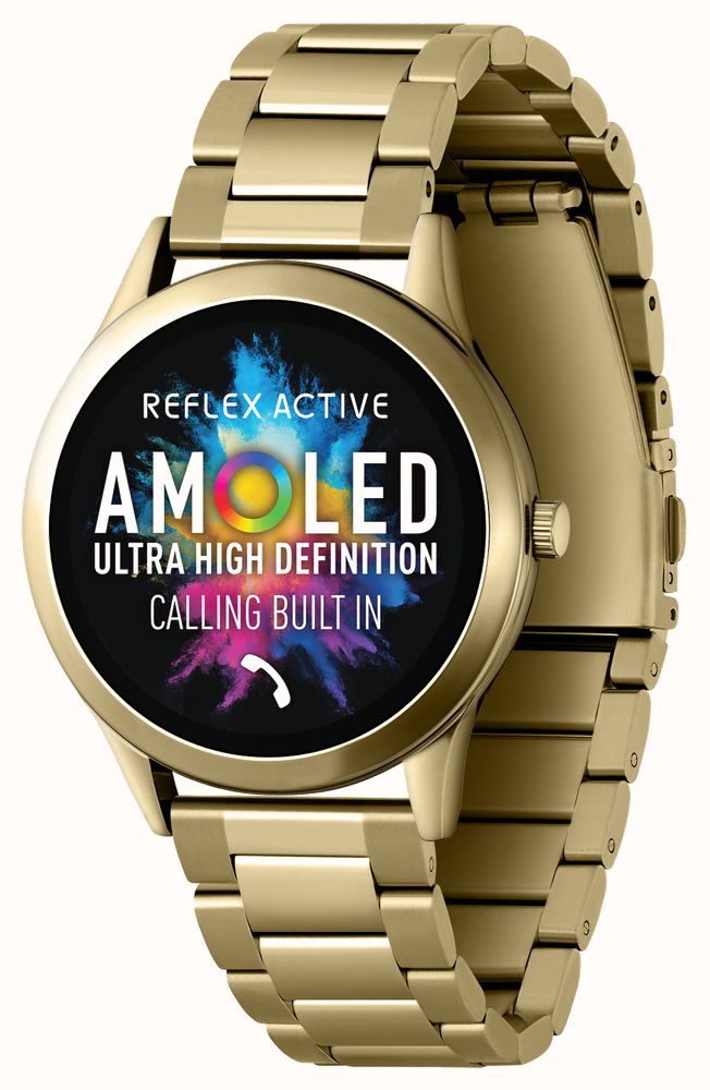 Reflex Active Series 31 Amoled Smart Calling Watch (35mm) Gold-Tone Stainless RA31-4100 - First ...