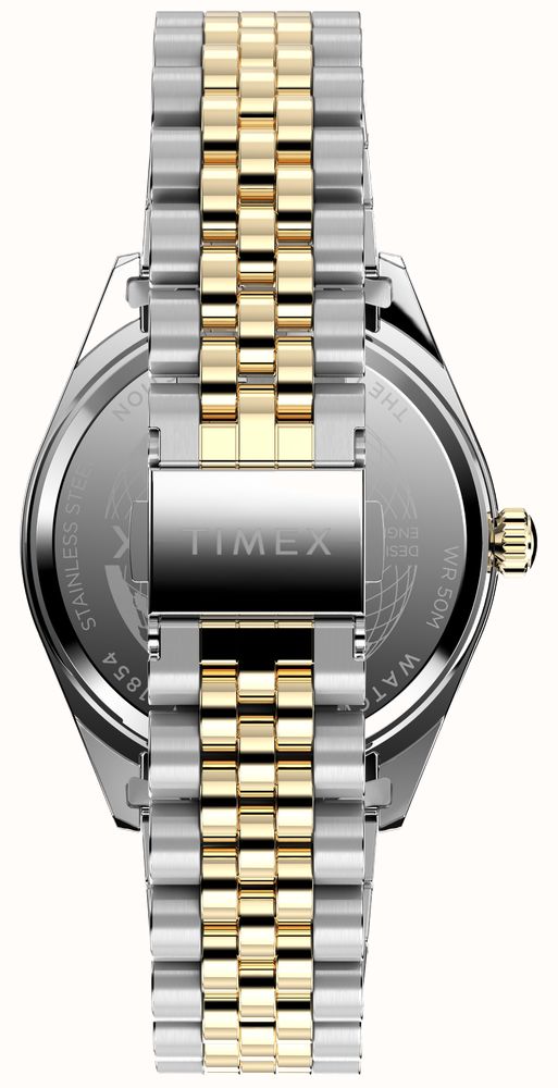Timex Legacy Day-Date (41mm) Blue Sunray Dial / Two-Tone Stainless ...