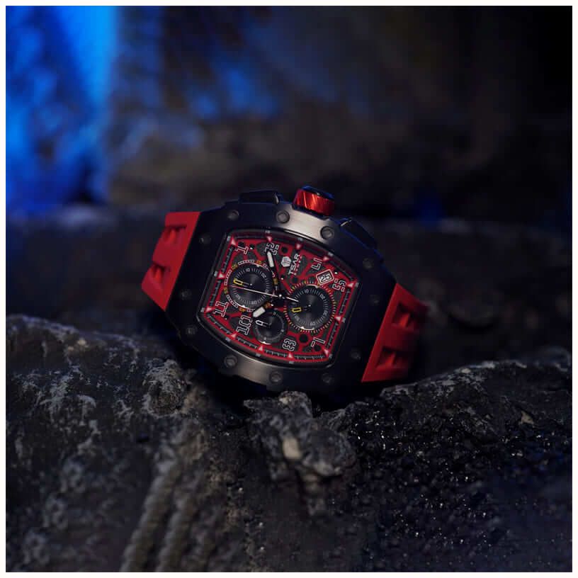 TSAR BOMBA Elemental Series Quartz Calendar (43.5mm) Black Dial / Red ...