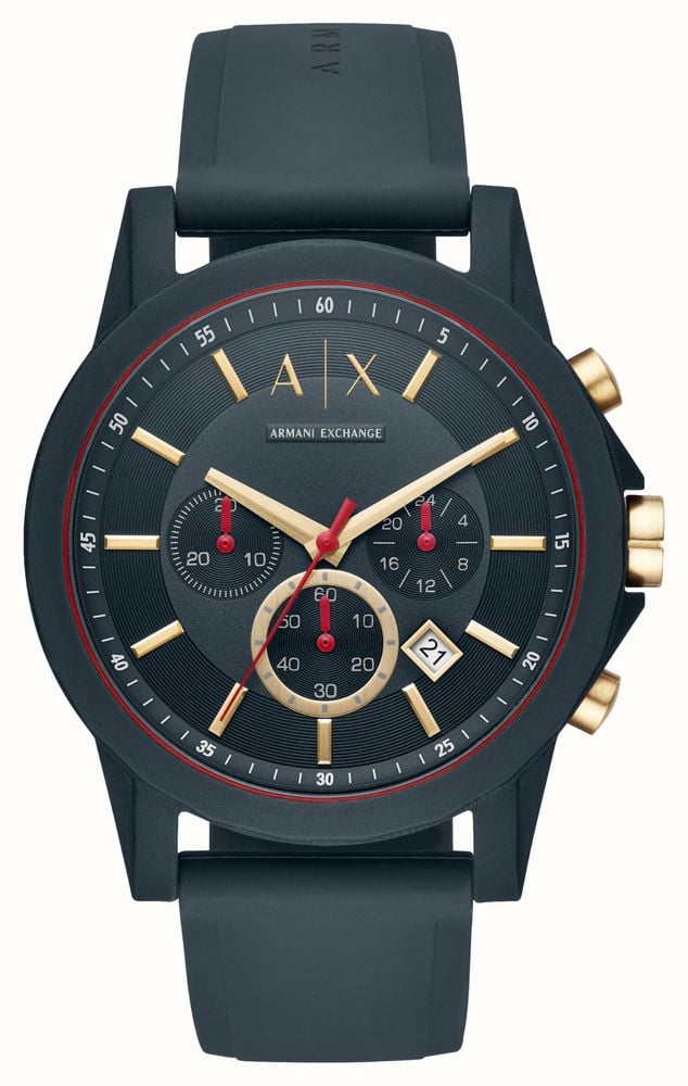 Armani Exchange Cadran chronographe bleu bracelet en silicone bleu AX1335