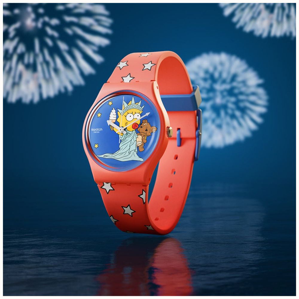Swatch X The Simpsons LITTLE LADY LIBERTY (34mm) Maggie-Printed Dial ...