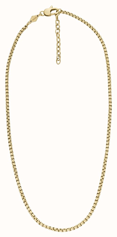 Fossil Women's All Stacked Up Gold-Tone Stainless Steel Chain Necklace ...