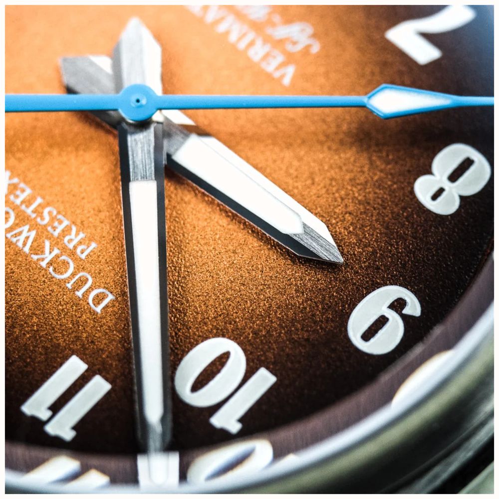 Duckworth Prestex Verimatic (39mm) Orange Fumé Dial / Green Italian Suede D891-05-L - First ...