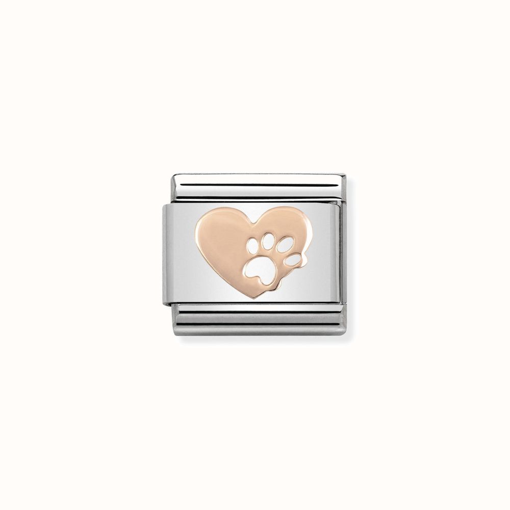 Nomination Composable Classic SYMBOLS Stainless Steel And Gold 9k Heart ...