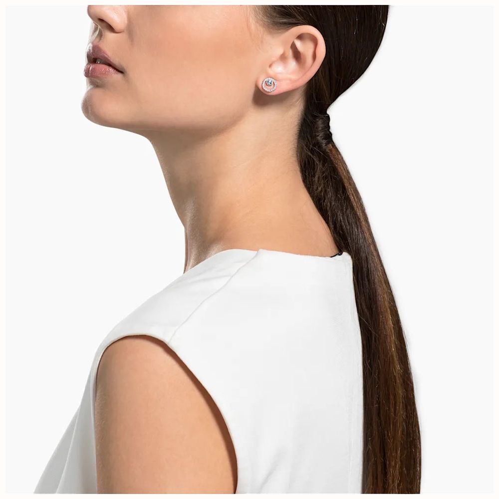 Swarovski Creativity White Circle Crystal Rose Gold Stud Earrings ...