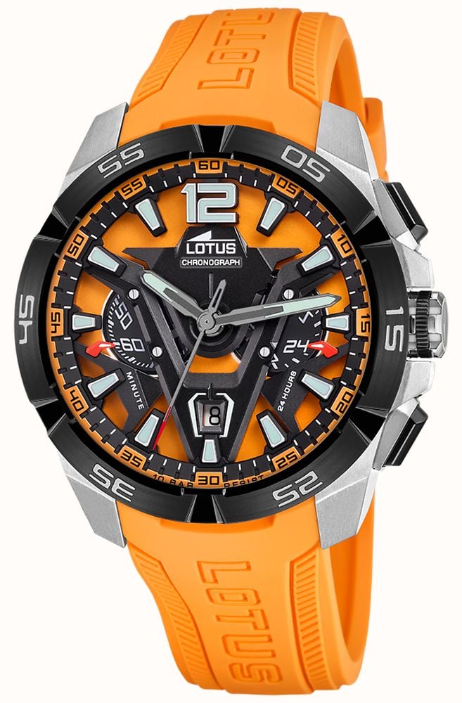 Lotus Vortex Quartz Chronograph (45.3mm) Orange & Black Dial / Orange ...