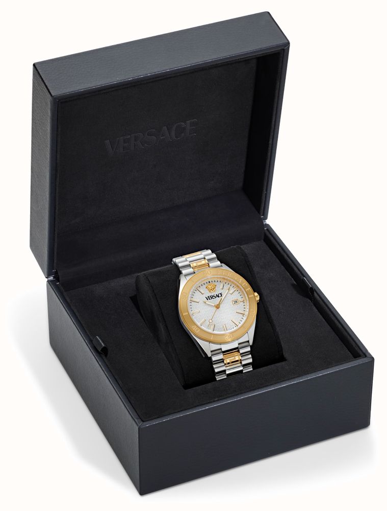 Versace V DOME (42mm) Silver Dial / Two-Tone Stainless Steel Bracelet ...