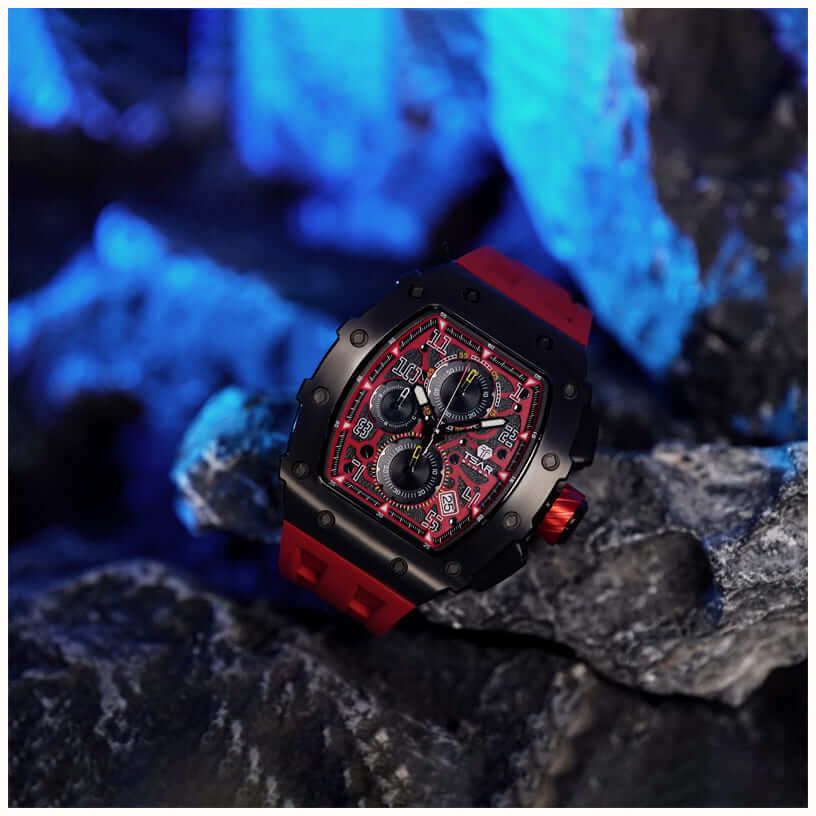 TSAR BOMBA Elemental Series Quartz Calendar (43.5mm) Black Dial / Red ...