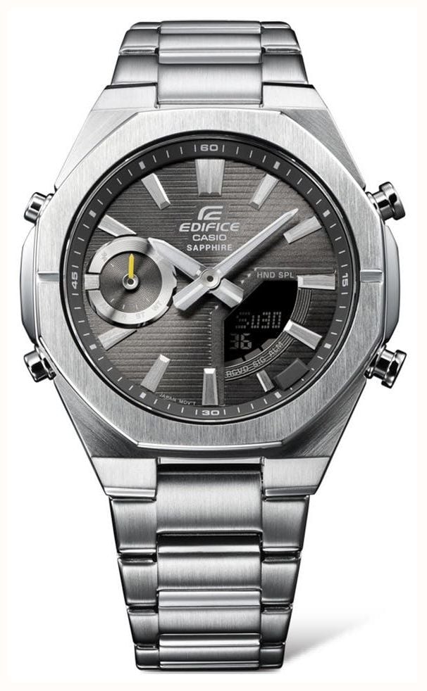 Casio EDIFICE Bluetooth Dual-Display (43mm) Grey Dial / Stainless Steel ECB-S10D-8AEF - First ...