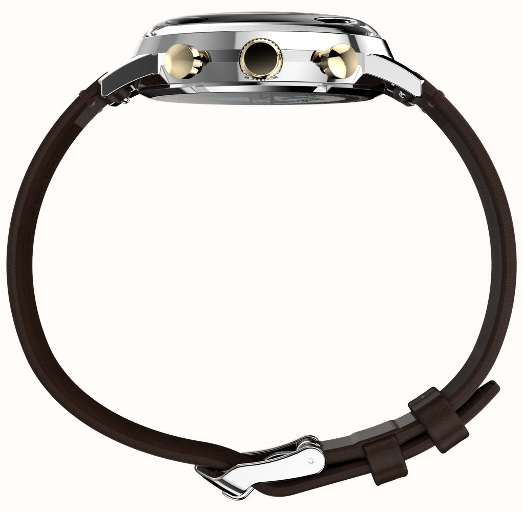 Timex Marlin Quartz Chrono (40mm) Blue Dial / Brown Leather Strap ...