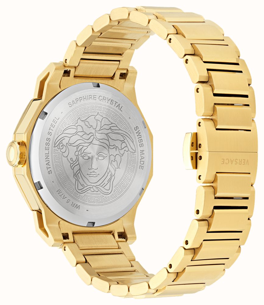 Versace 美杜莎装饰 (38 毫米) 黑色表盘 / 金质 PVD 不锈钢 VE7B00623 - First Class Watches ...