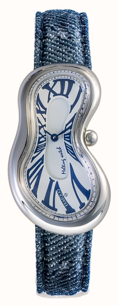 Exaequo Melting Watch Classic SS 316L (28mm) White Dial / Aging Denim ...