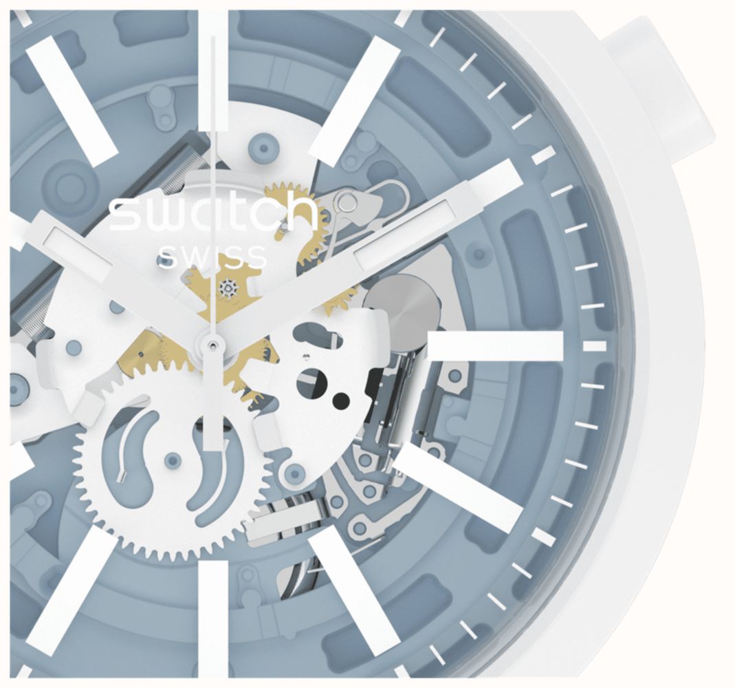 Swatch Whice Big Bold Biocéramique (47 Mm) Cadran Squelette Bleu ...
