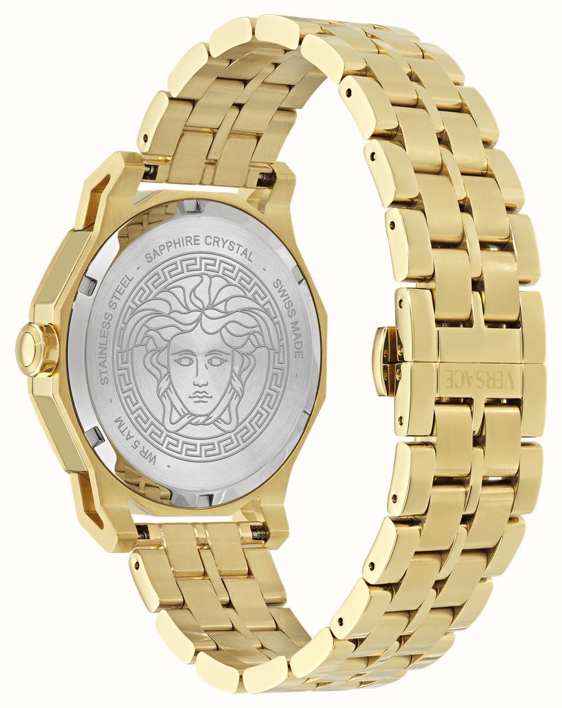 Versace Men's MEDUSA DECO (43mm) Black Dial / Gold-Tone Stainless Steel ...