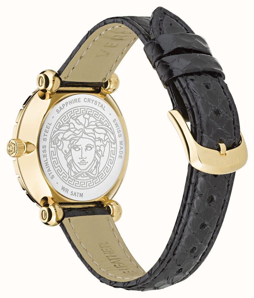 Versace GRECA TWIST (35mm) Black Dial / Black Leather VE6I00323 - First ...