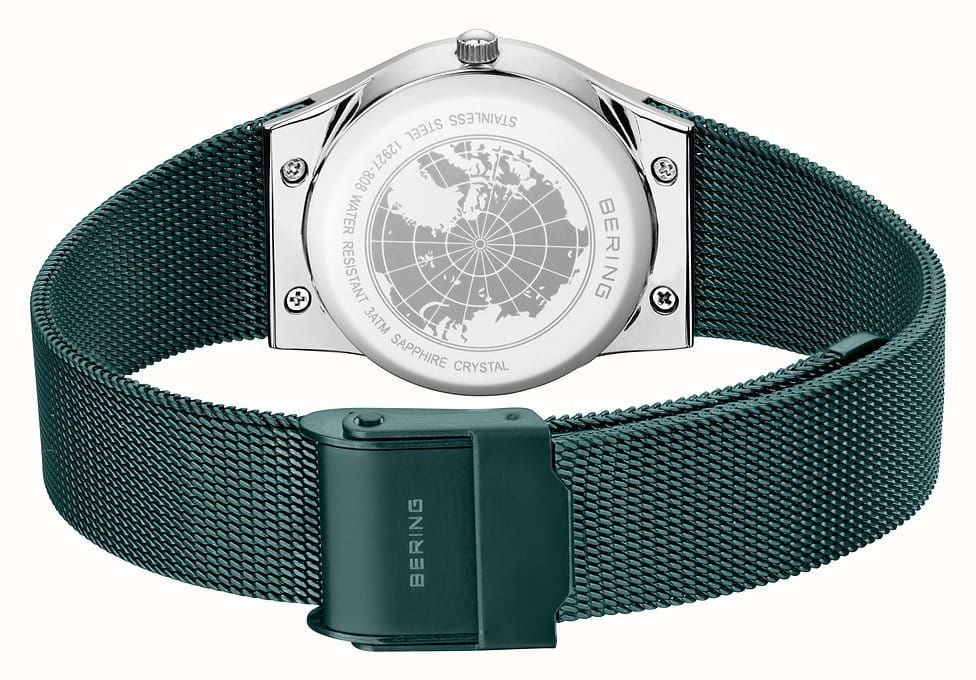 Bering Classic | Green Dial | Green PVD Steel Mesh Bracelet 12927-808 ...