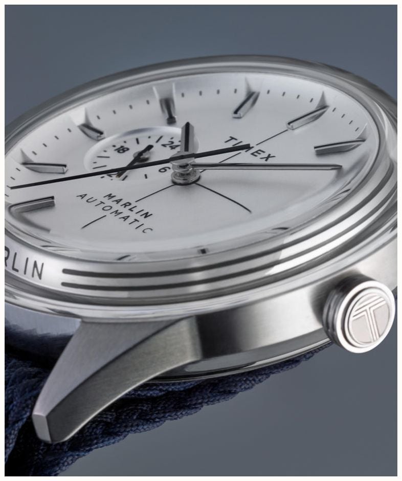 Timex Marlin Jet Automatic (38mm) White Dial / Blue Fabric Strap ...