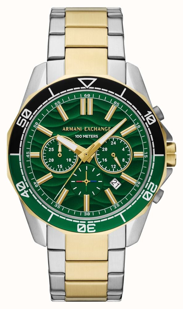 Armani Exchange Men's Quartz Chronograph (44mm) Textured Green Dial ...