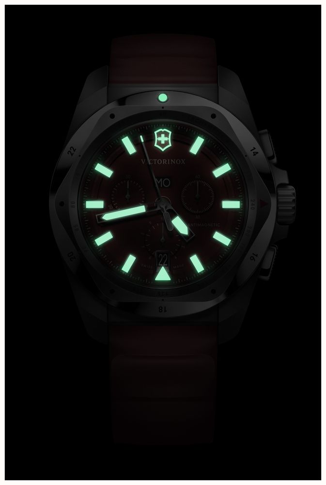 Victorinox I.N.O.X. Chrono (43mm) Red Dial / Red Rubber Strap 241986 ...