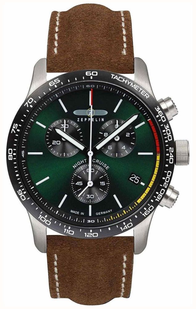 Zeppelin Night Cruise Quartz Chronograph (43mm) Green Dial / Brown ...