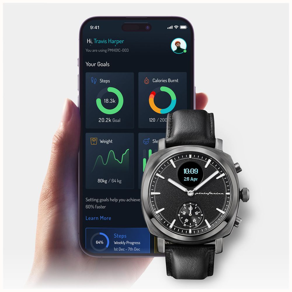 Pininfarina by Globics Senso Hybrid Smartwatch (44mm) Slate Grey ...