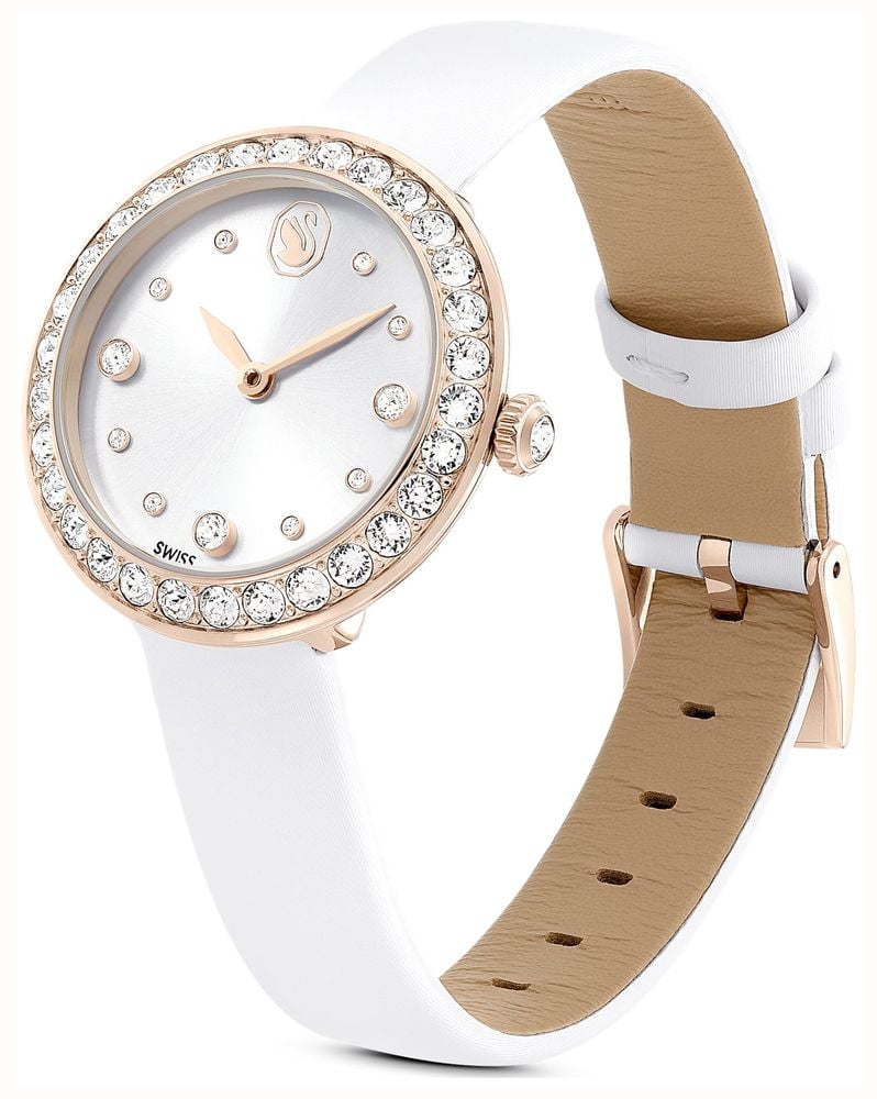 Swarovski Matrix Tennis (30mm) White Dial / White Leather Strap 5710103 ...