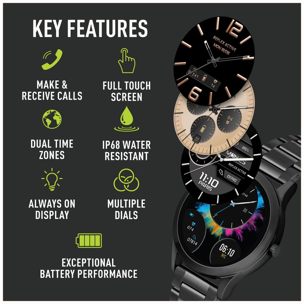 Reflex Active Series 31 Amoled Smart Calling Watch (35mm) Black ...