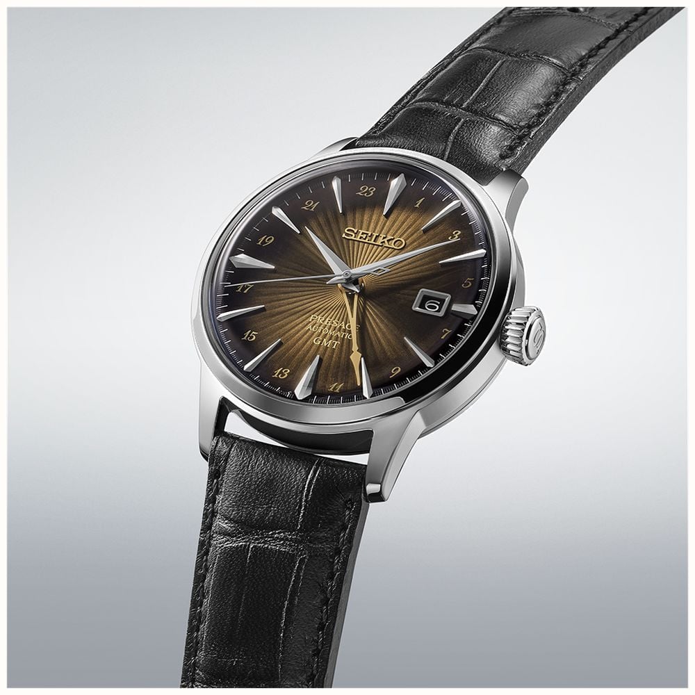 Seiko Presage « Rusty Nail » Cocktail Time Gmt (40,5 Mm) Cadran Marron ...