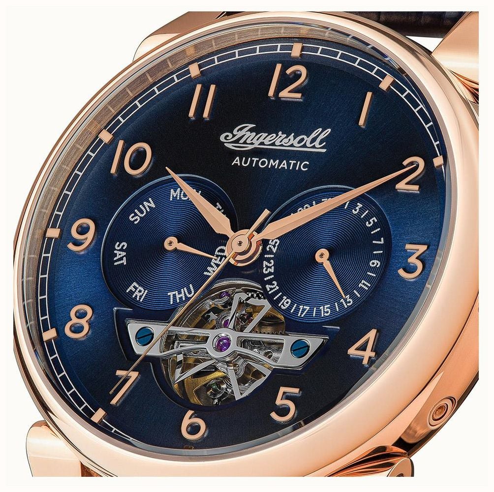 Ingersoll THE SWING Automatic (45mm) Blue Dial / Blue Leather Strap ...