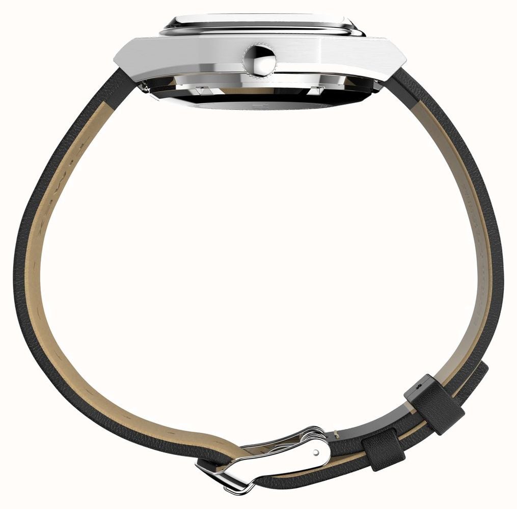 Timex Automatic 1983 E Line (34mm) Black Dial / Black Leather Strap ...