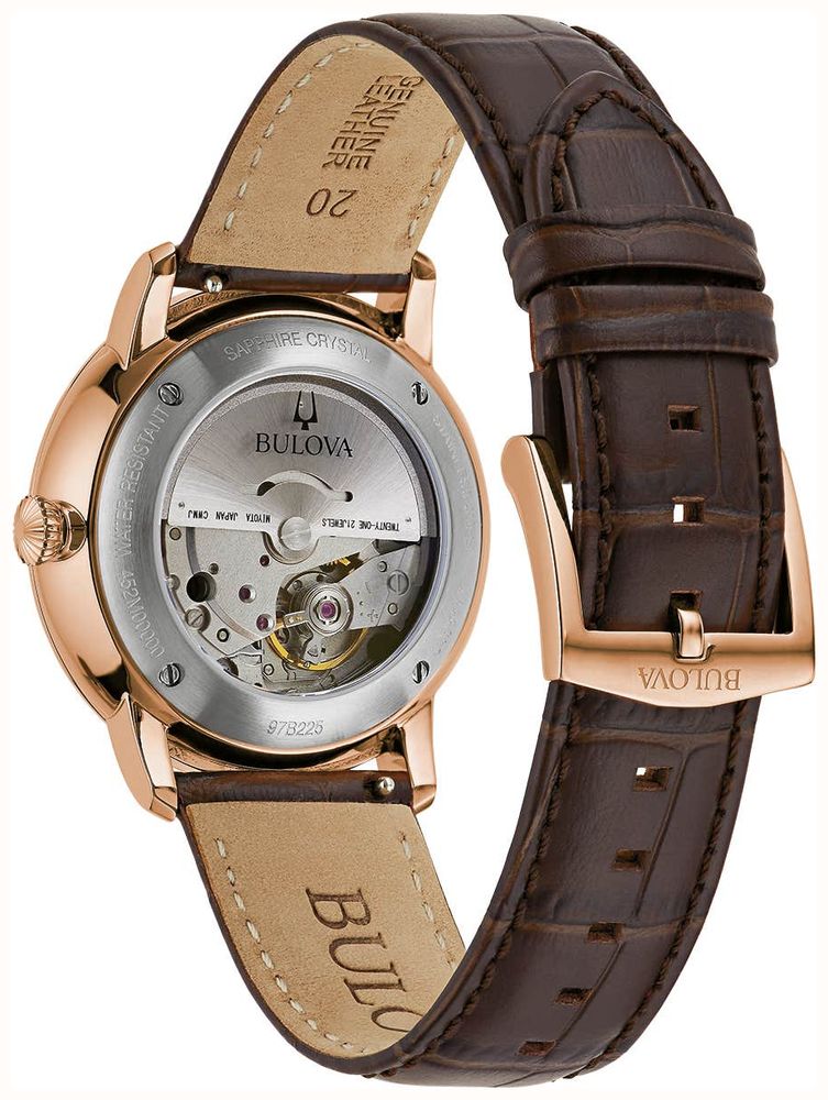 Bulova Men's Hudson (39mm) White Dial / Brown Leather Strap 97B225 ...