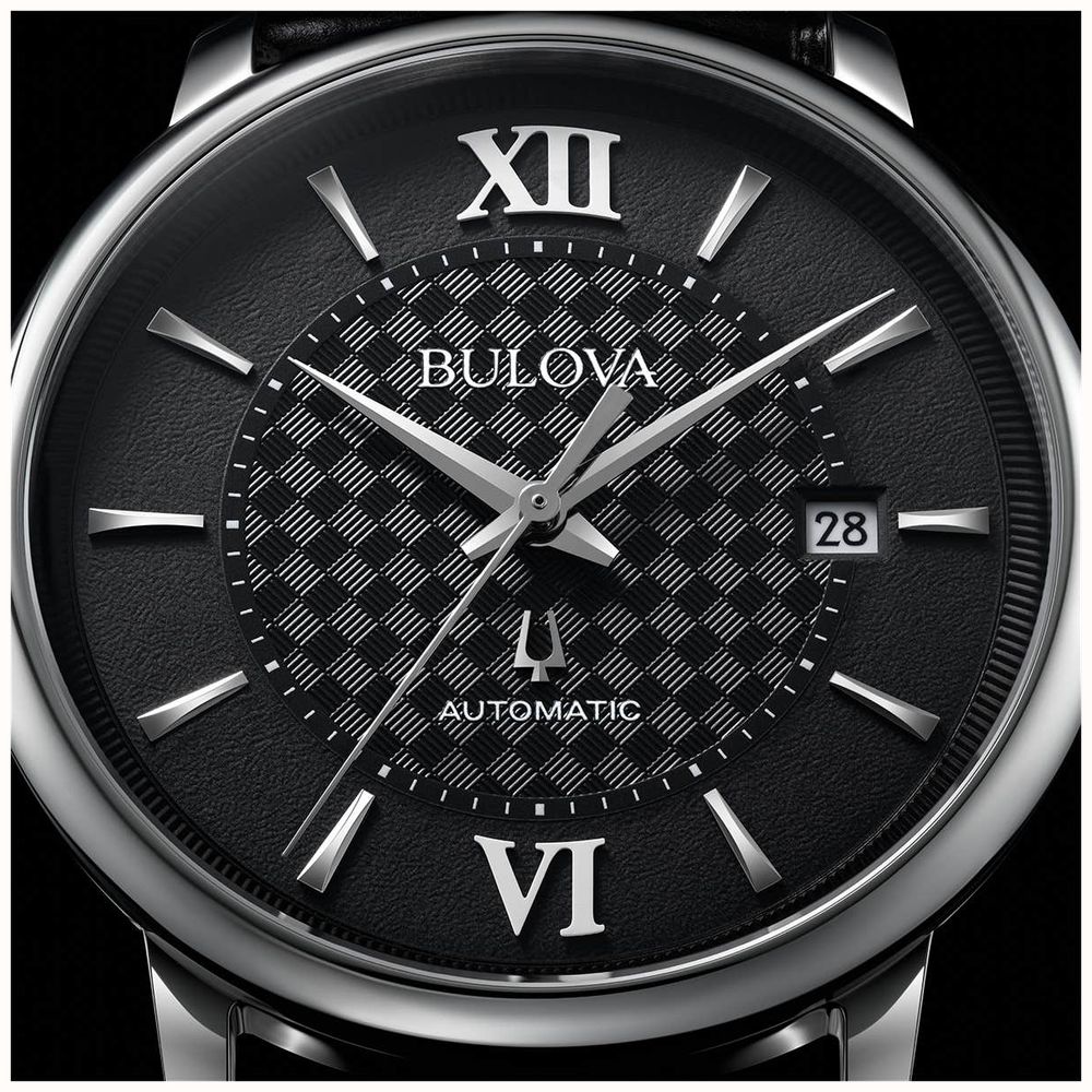 Bulova Men's Hudson (39mm) Black Dial / Black Leather Strap 96B441 ...
