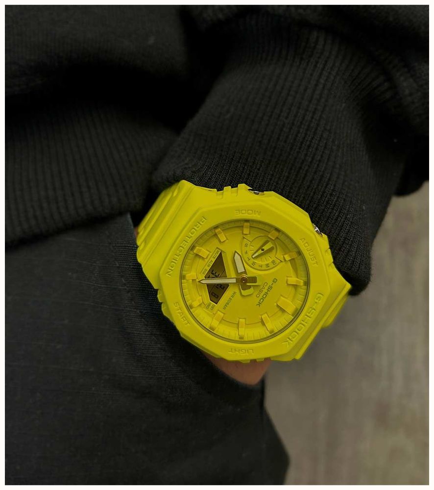 Casio G-Shock One Tone 2100 Series - Volt Yellow - Dual Display GA-2100 ...