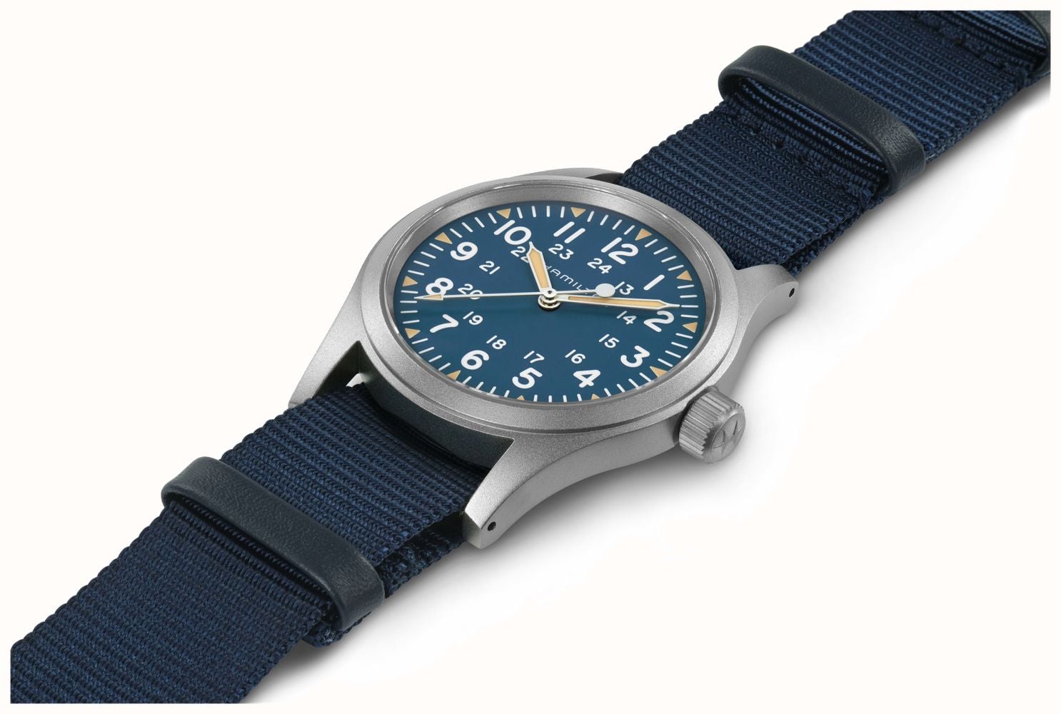 Hamilton Khaki Field Mechanical (38mm) Blue Dial / Blue Textile NATO ...