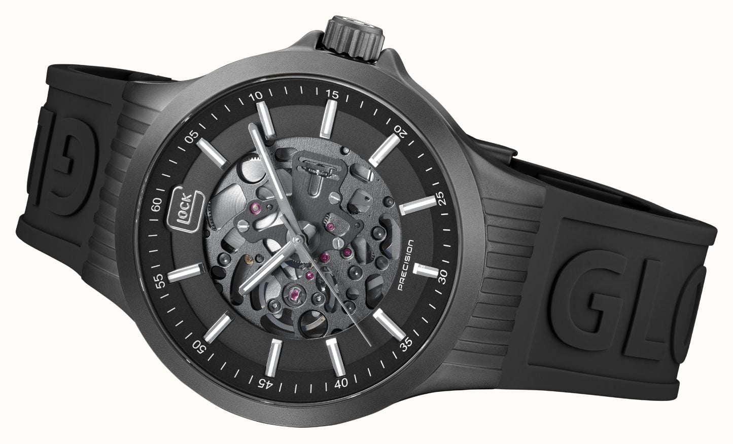 GLOCK Precision Skeleton Automatic (44mm) Gunmetal Dial / Black ...