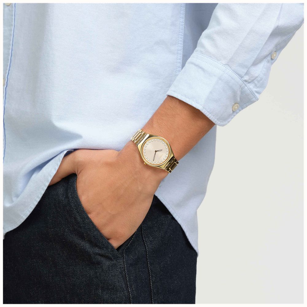 Swatch BUBBLY AND BRIGHT (38mm) Champagne Dial / Gold-Tone Stainless ...