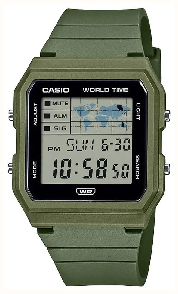 Casio World Map Multifunction (33.7mm) Digital Dial / Green Bio-Based ...