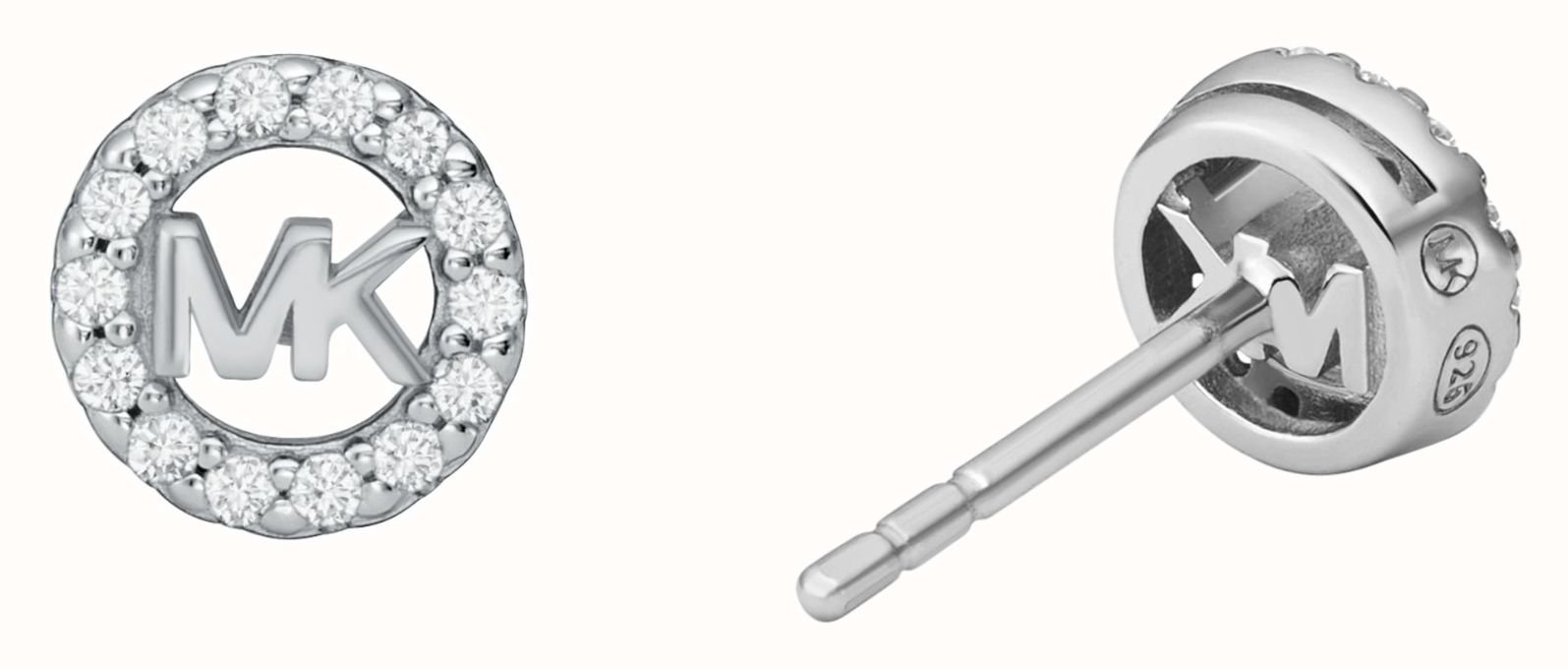 Michael Kors Sterling Silver Cubic Zirconia Logo Stud Earrings MKC1727CZ040 First Class Watches AUS