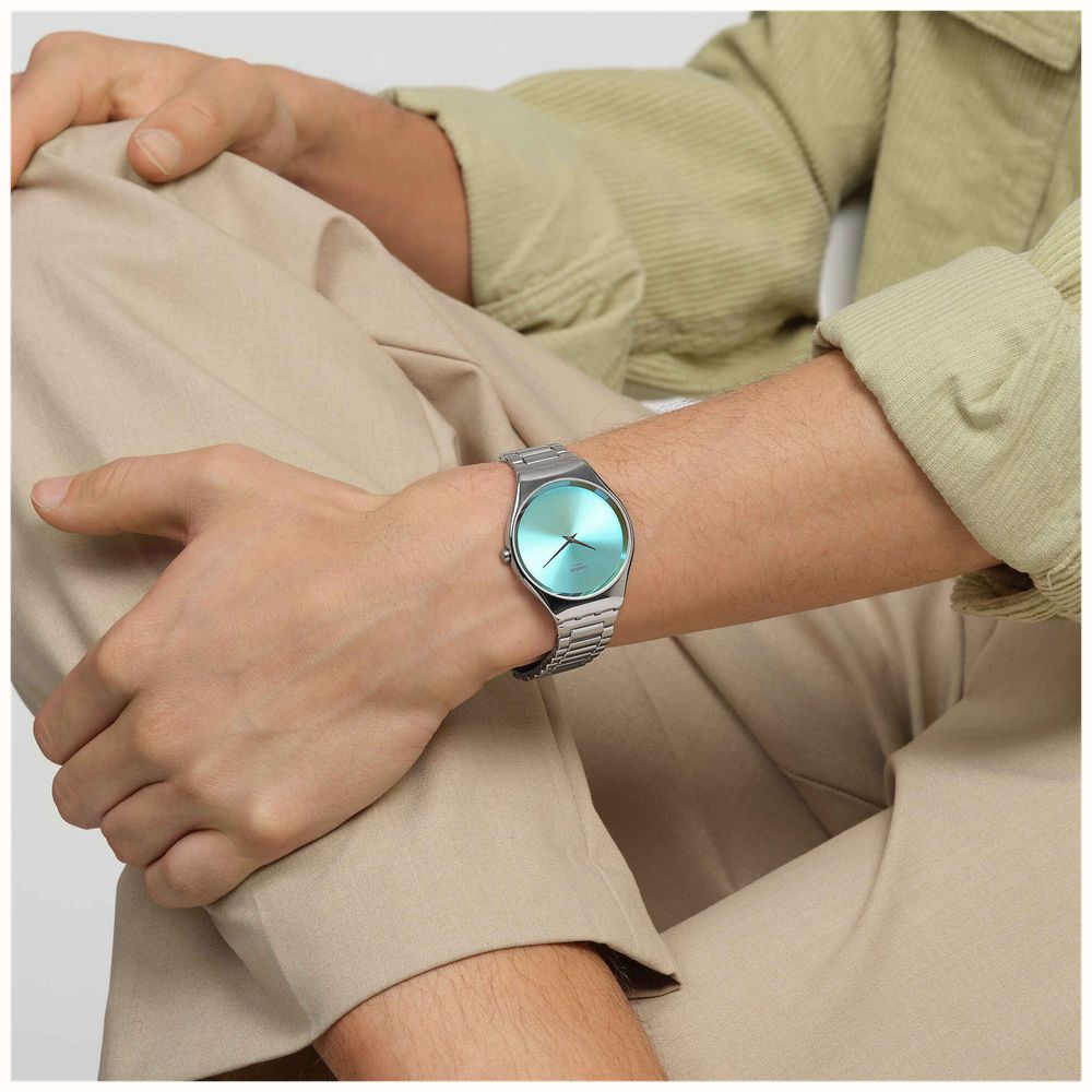 Swatch 讽刺的光芒（38毫米）蓝色表盘/不锈钢表链 SYXS155G - First Class Watches™ CHN